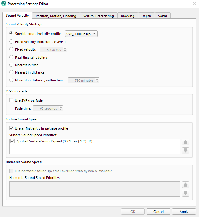 Qimera Processing Settings Dialog
